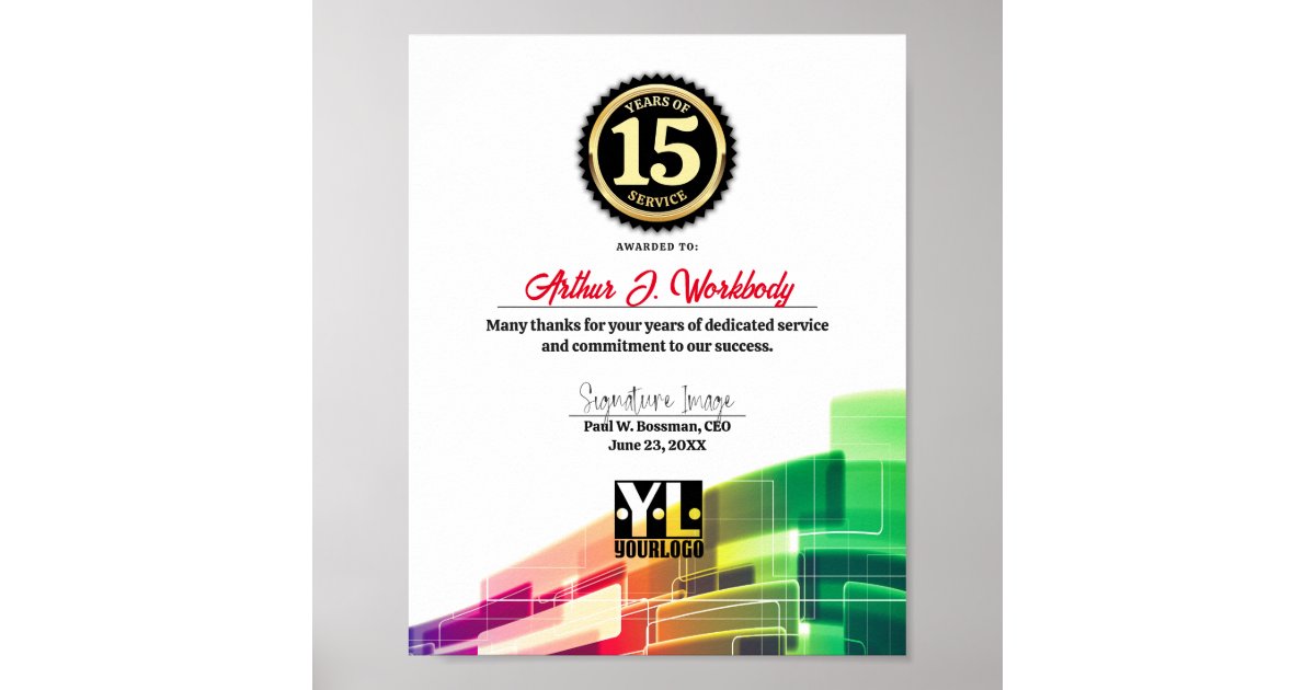Tech milestone employee anniversary certificate poster | Zazzle