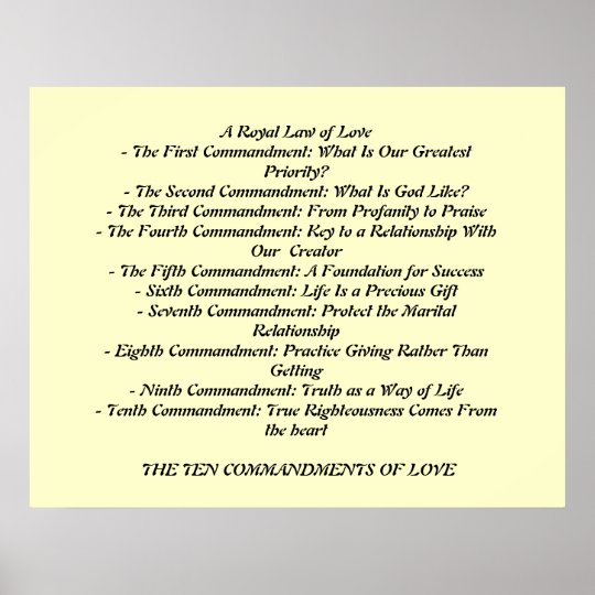 TEN COMMANDMENTS OF LOVE...poster Poster | Zazzle.ca