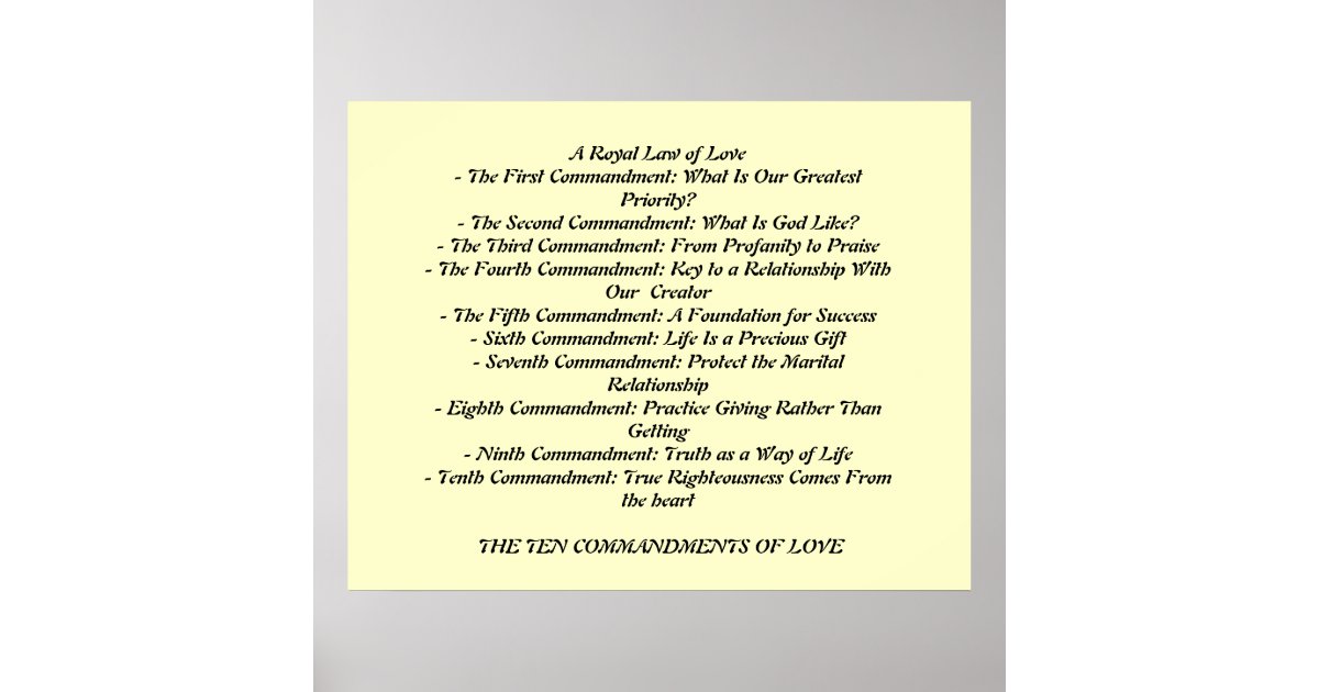 TEN COMMANDMENTS OF LOVE...poster Poster | Zazzle