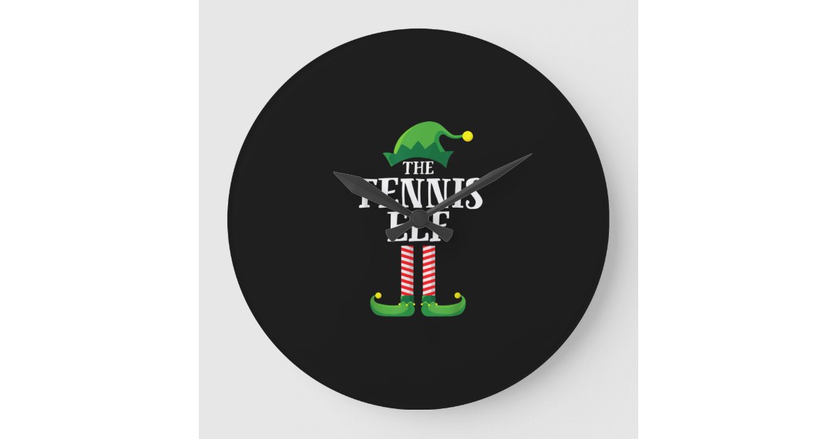 Tennis Elf Matching Family Group Christmas Party Large Clock | Zazzle