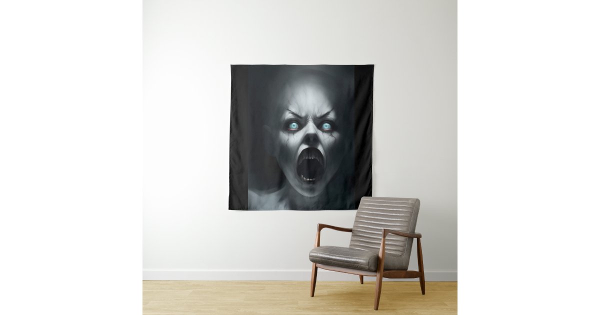 Terrifying Screaming Specter Wallpaper Tapestry | Zazzle