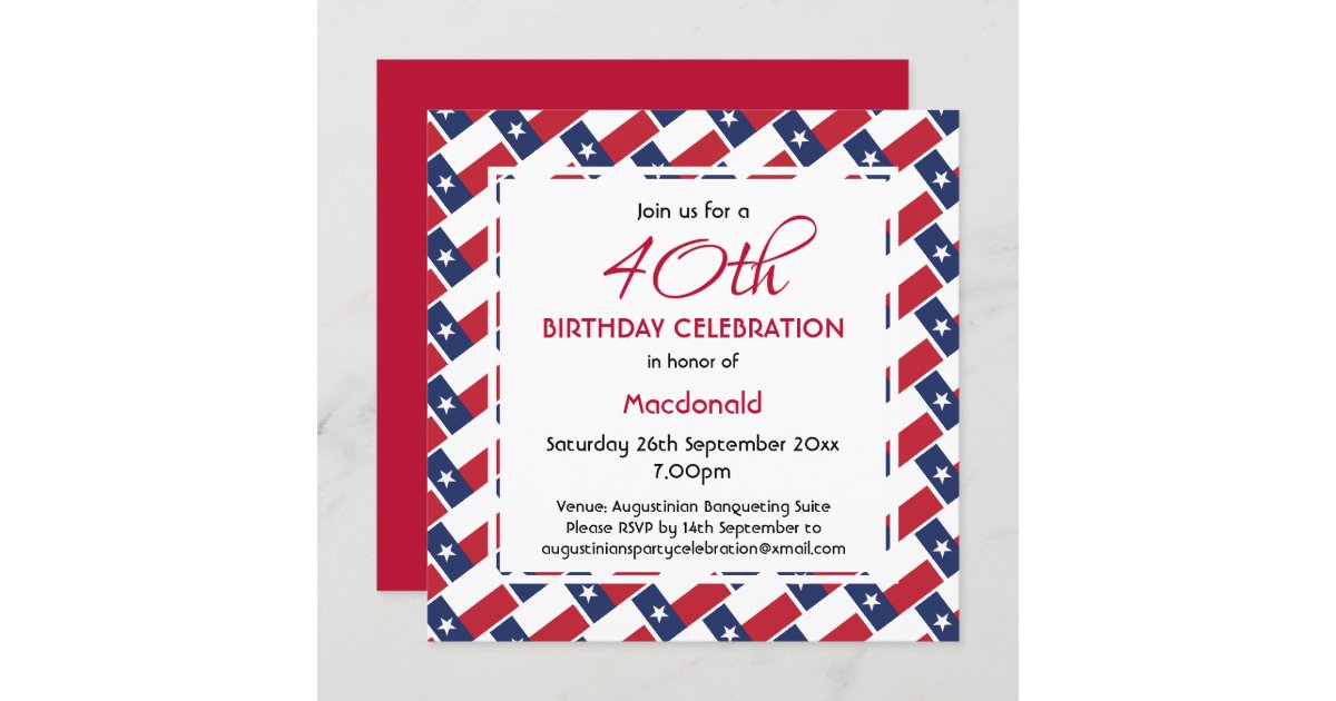 TEXAS FLAG Custom Birthday Celebration Texan Invitation | Zazzle
