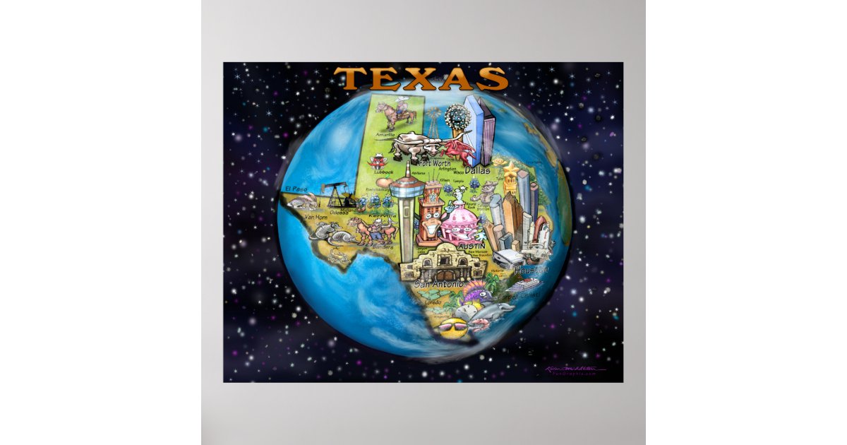 Texas World Map Poster | Zazzle