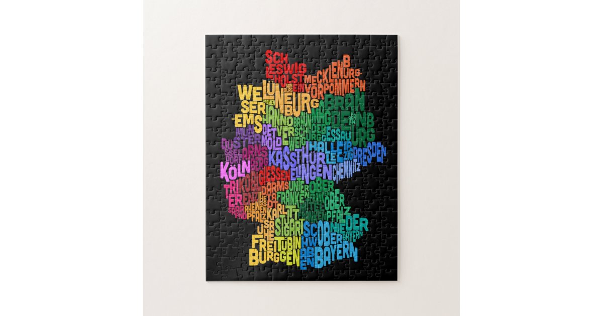 Text Map of Germany Map Jigsaw Puzzle | Zazzle