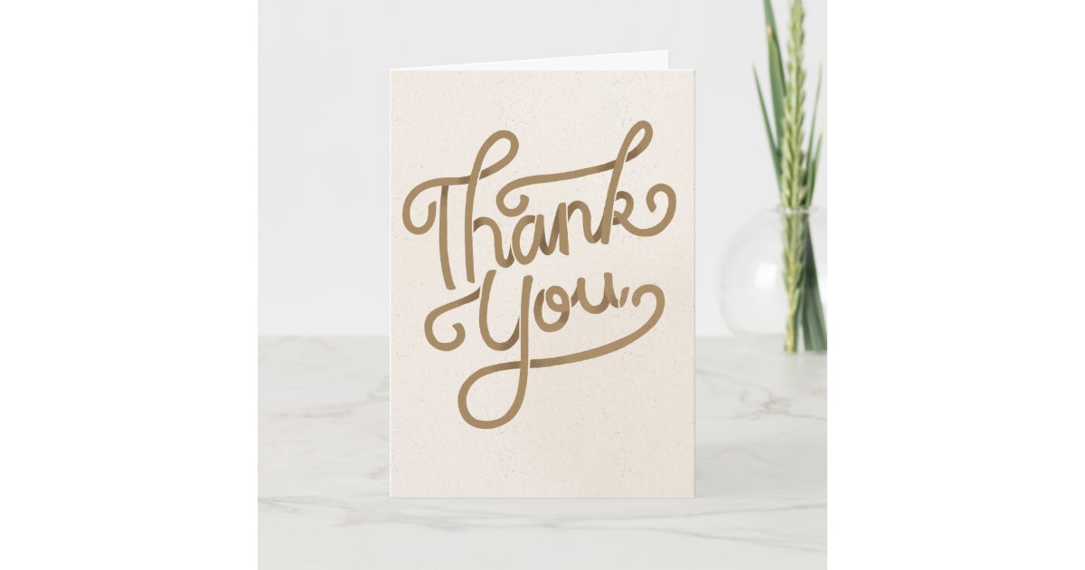 Thank You Card, Vintage Looking, Hand Lettered | Zazzle