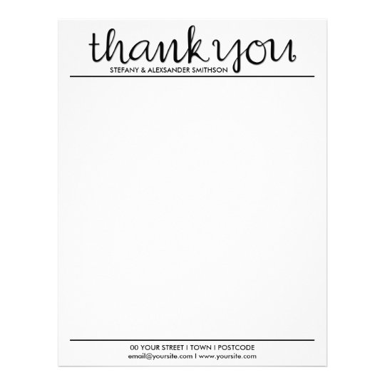 Thank You Cursive black Letterhead | Zazzle.ca