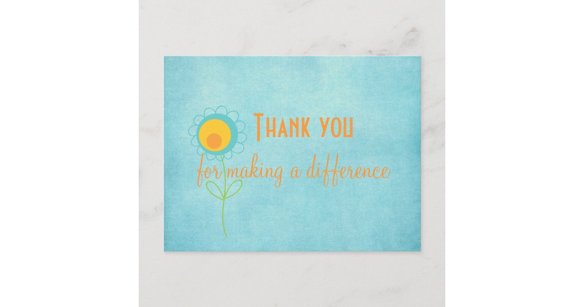 Thank you for Making a Difference Quote Card | Zazzle