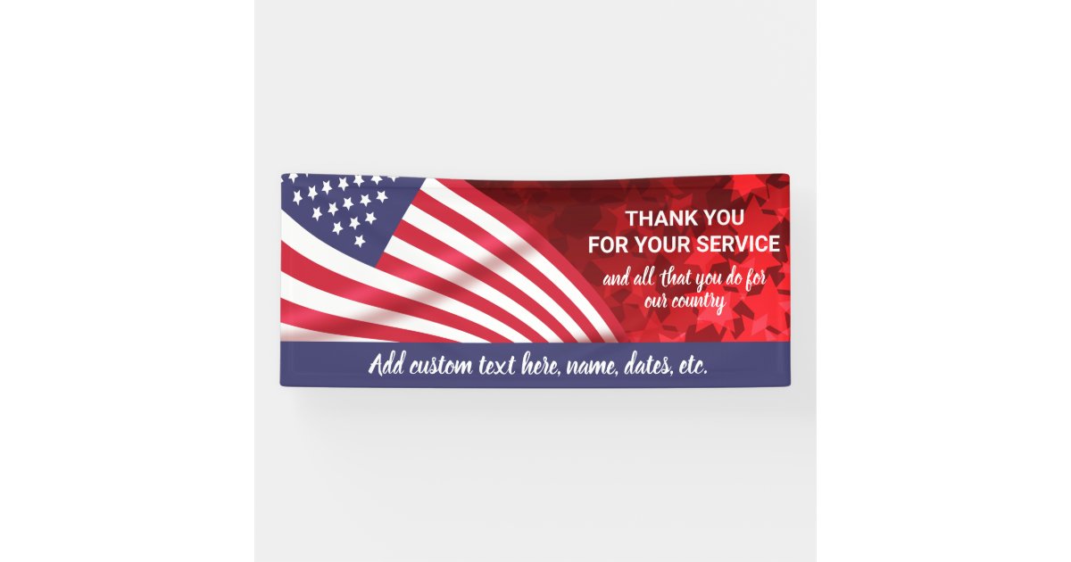 Thank You For Service, Patriotic USA Flag Custom Banner | Zazzle