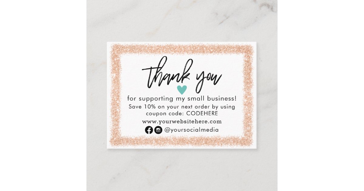 Thank You For Your Order Coupon Code Business Card | Zazzle