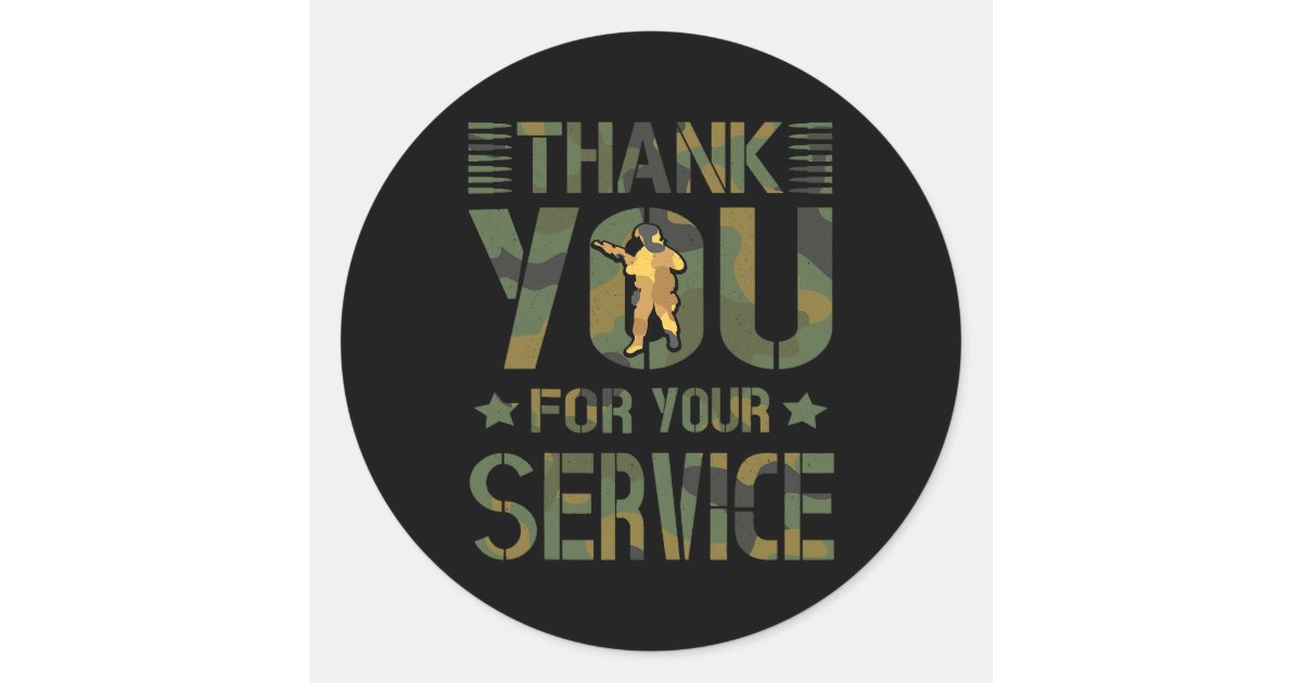 Thank You For Your Service military soldier drawin Classic Round ...