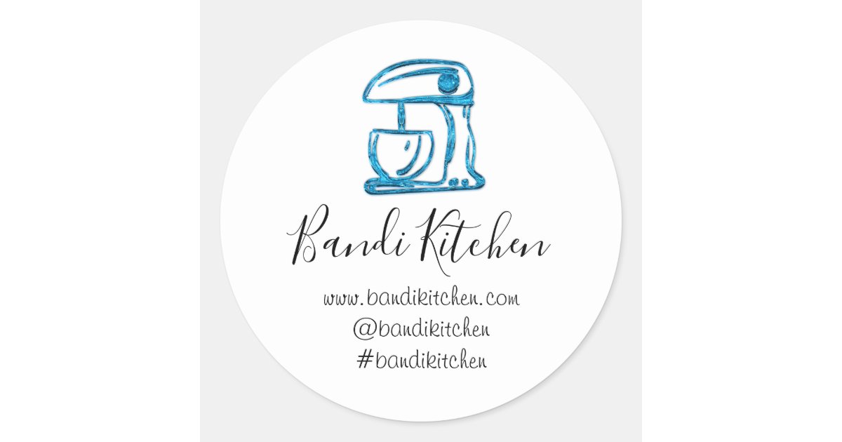 Thank You Logo Kitchen Cooking Mixer Teal Blue Classic Round Sticker ...