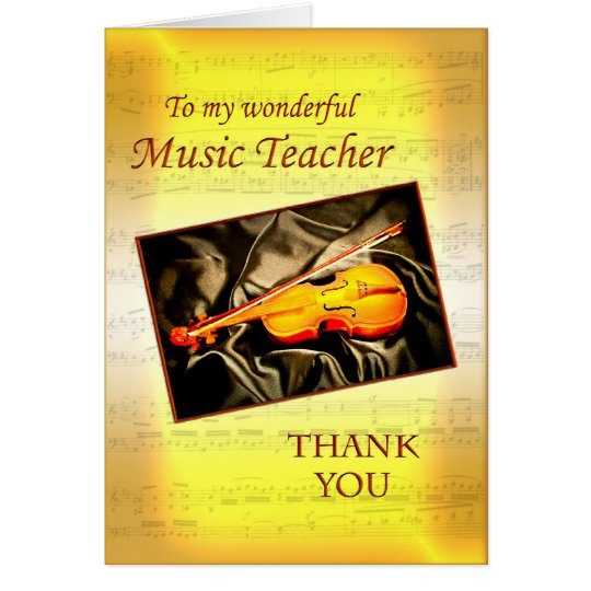 Thank you music teacher card with a violin | Zazzle.ca