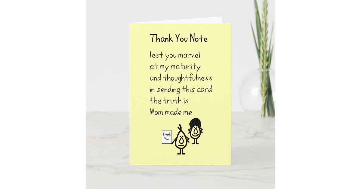 Thank You Note - A funny thank you poem | Zazzle.ca