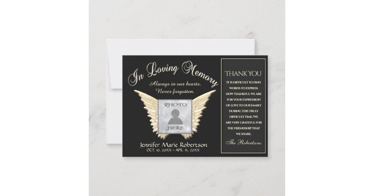 Thank You Photo Card with Angel Wings | Zazzle