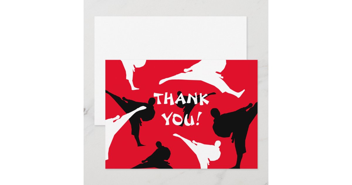 Thanks for coming to my karate Birthday party Thank You Card | Zazzle