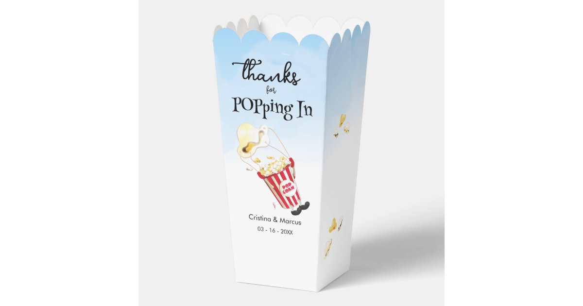 Thanks For Poppin By Popcorn Wedding Favor Box | Zazzle