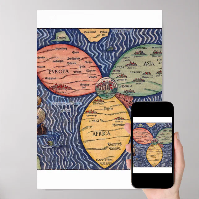 THE BUNTING CLOVER LEAF MAP OF JERUSALEM (1581) POSTER | Zazzle