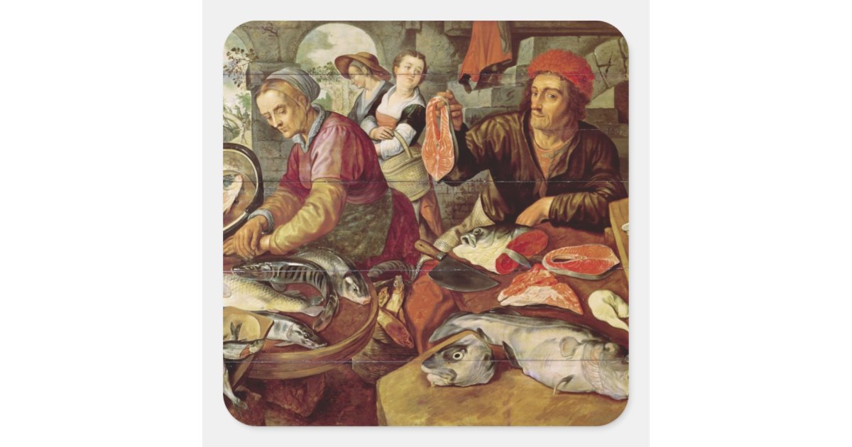 The Fish Market Square Sticker | Zazzle