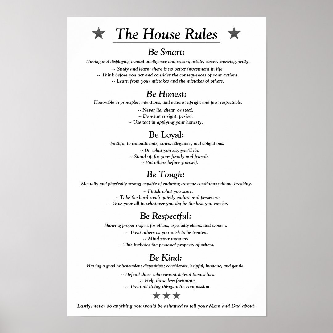 The House Rules v3white Poster | Zazzle