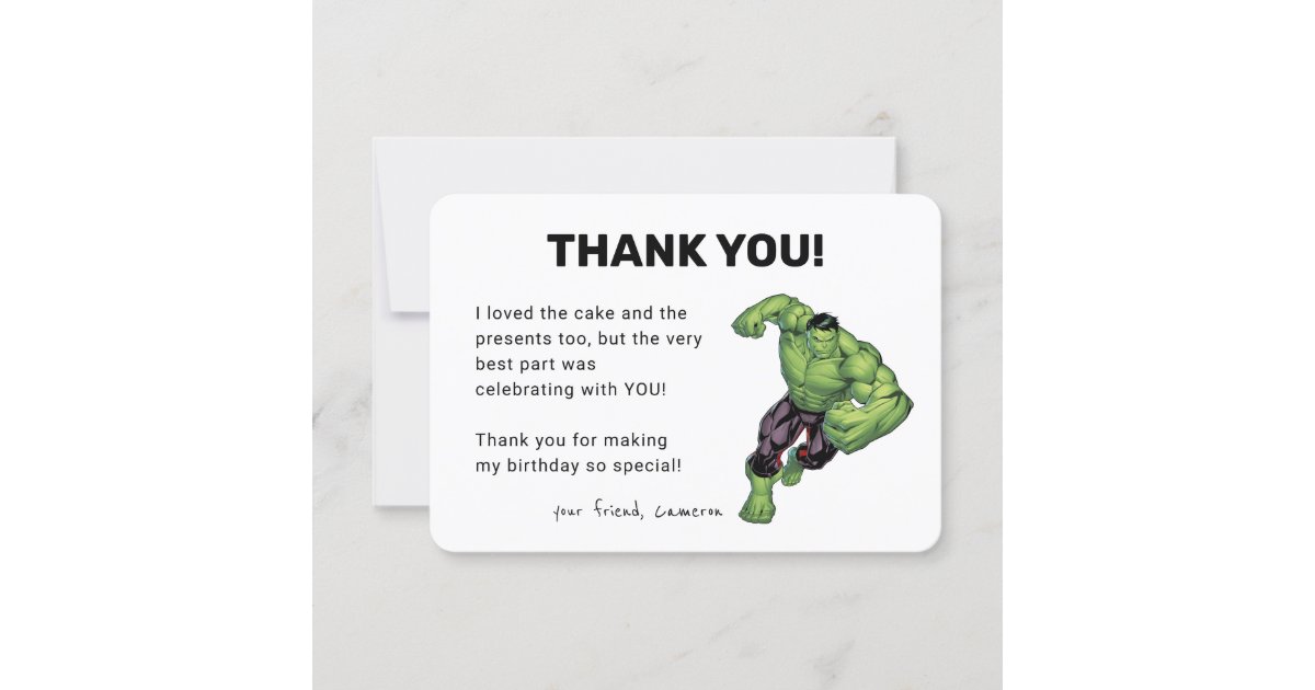 The Hulk Birthday Thank You Invitation | Zazzle