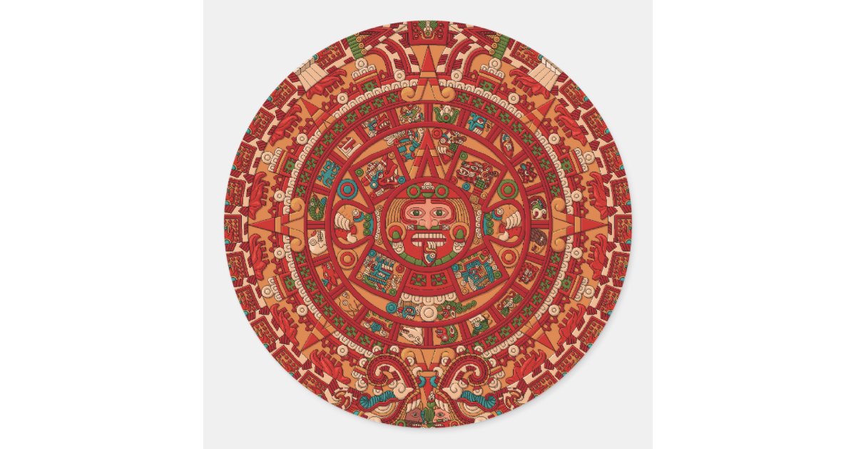 The Mayan / (Aztec) calendar wheel Classic Round Sticker | Zazzle