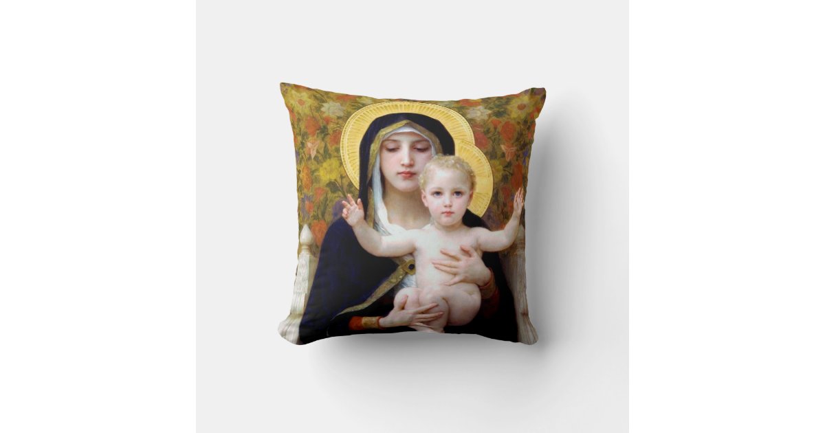 The Virgin of the Lily, Bouguereau Throw Pillow | Zazzle