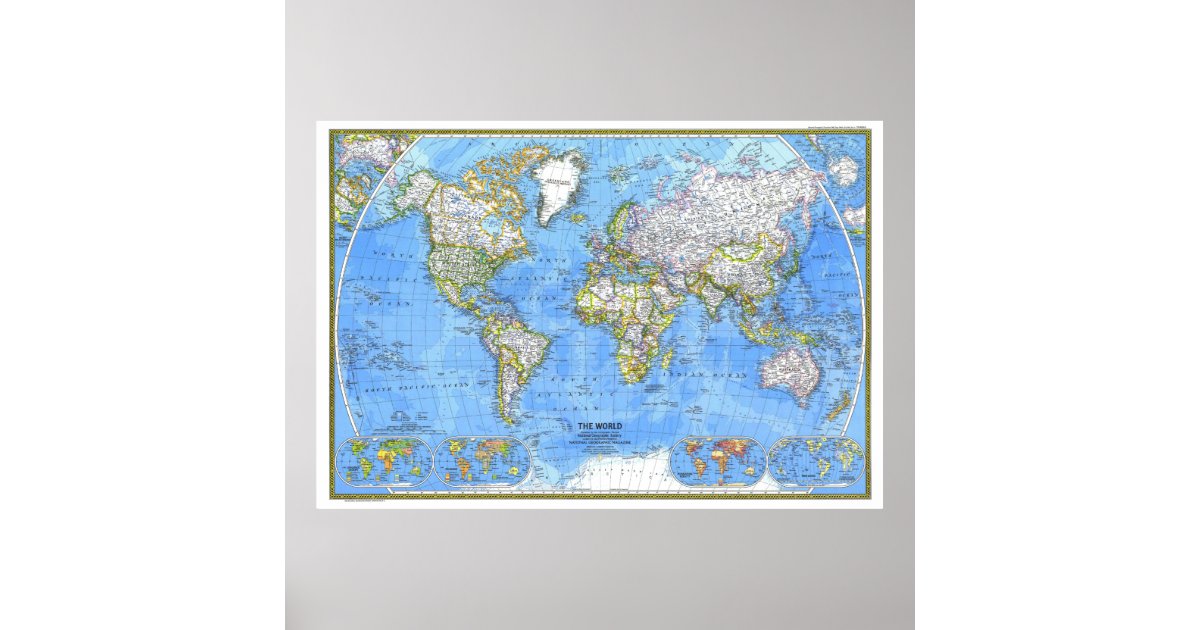" The World: 1981 Detailed MAP ... Poster | Zazzle