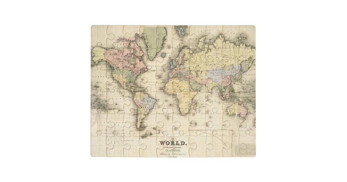 The World on Mercator's Projection | 1840 Jigsaw Puzzle | Zazzle