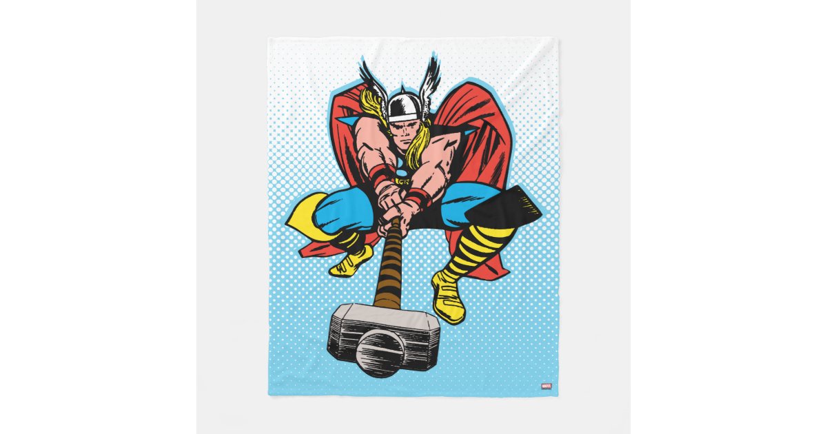 Thor Swinging Mjolnir Forward Fleece Blanket | Zazzle