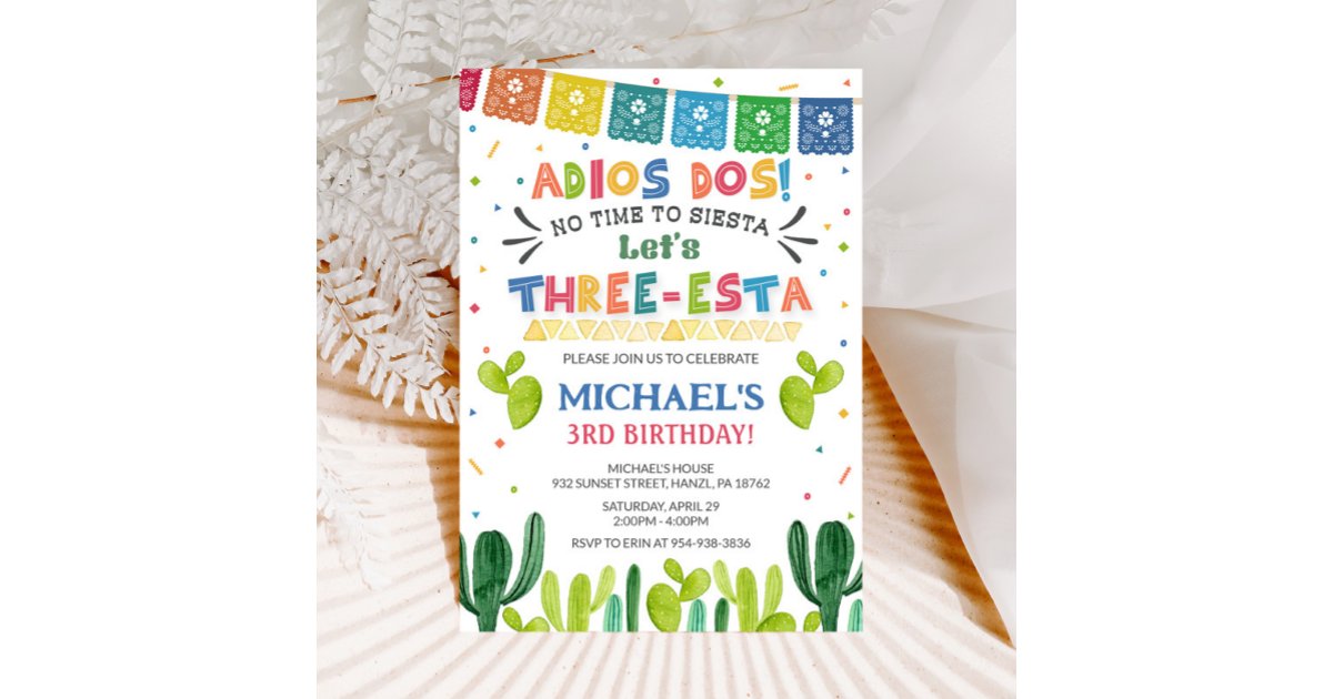 Three Esta Birthday Invitation | Zazzle