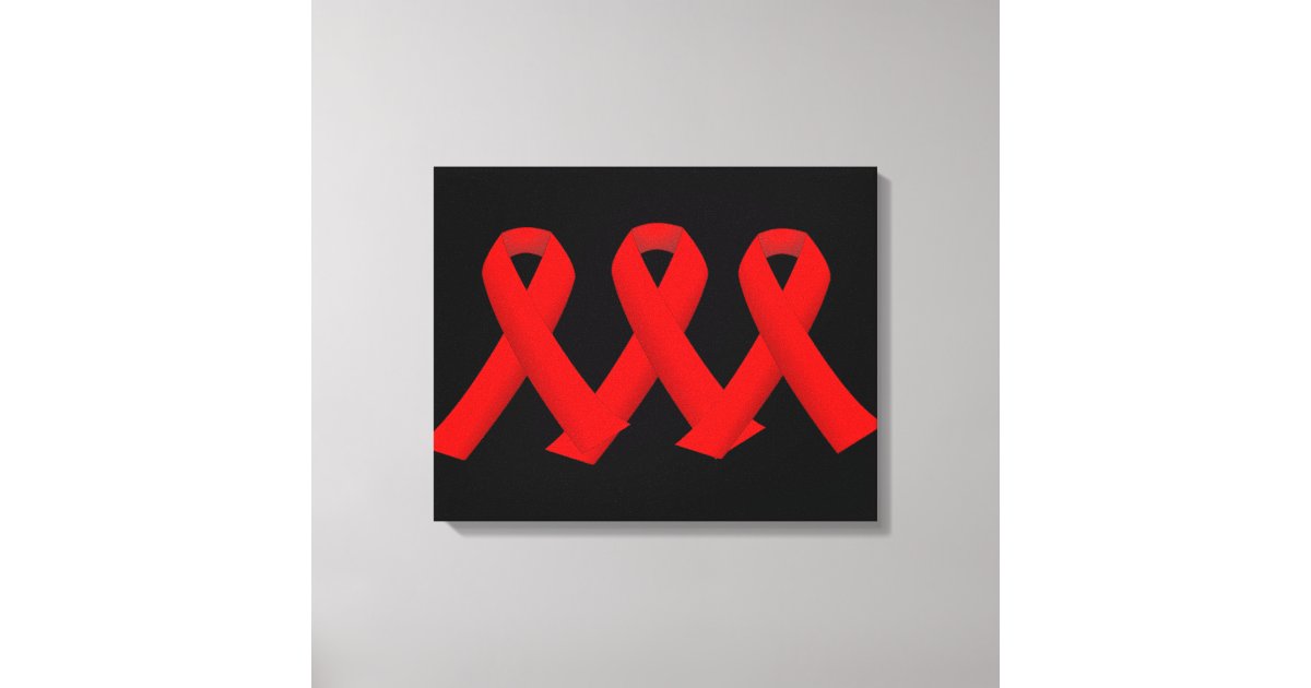 Three Red Ribbons Wrapped Canvas Art | Zazzle