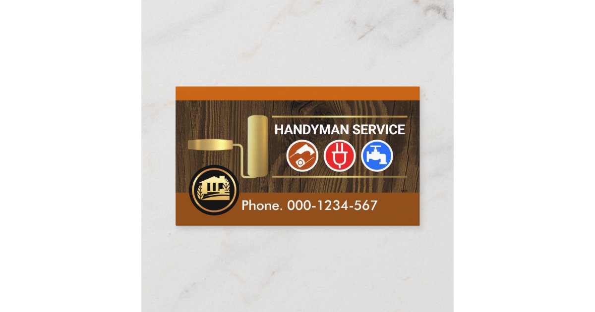 Timber Wood Handyman Tools Display Business Card | Zazzle