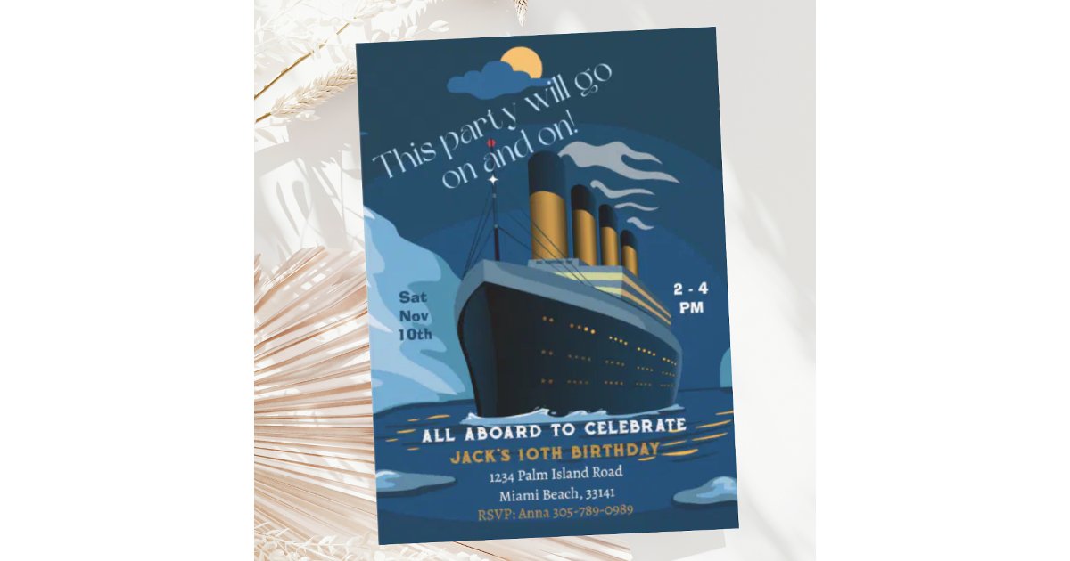 Titanic Cruise Ship Liner Birthday Invitation | Zazzle