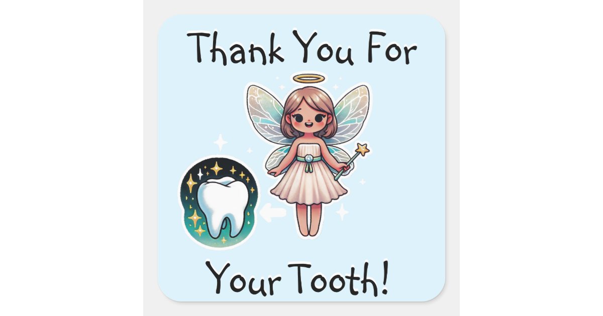 Tooth Fairy Thank You Square Sticker | Zazzle