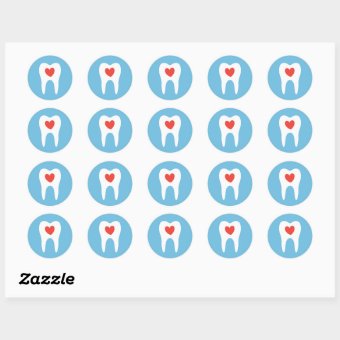 Tooth silhouette love heart dentist dental sticker | Zazzle