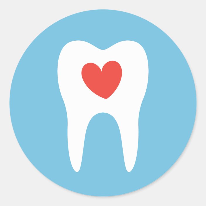 Tooth silhouette love heart dentist dental sticker | Zazzle
