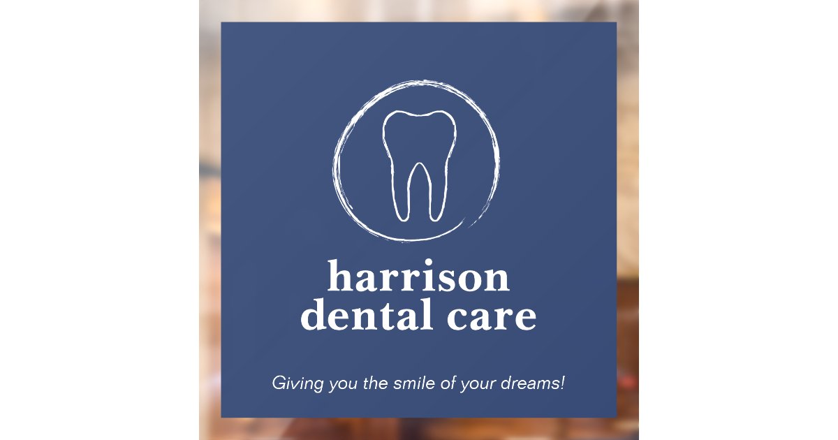 Tooth Sketch Logo Blue Dentist Window Cling | Zazzle