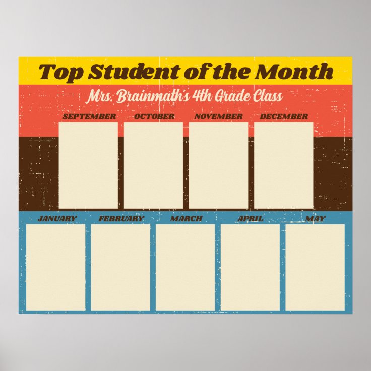 Top student of the month classroom photo display p poster | Zazzle