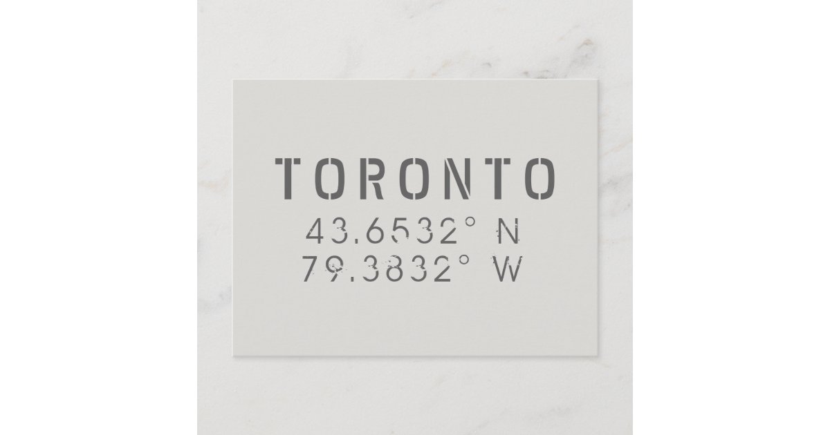 Toronto Longitude Latitude Postcard | Zazzle