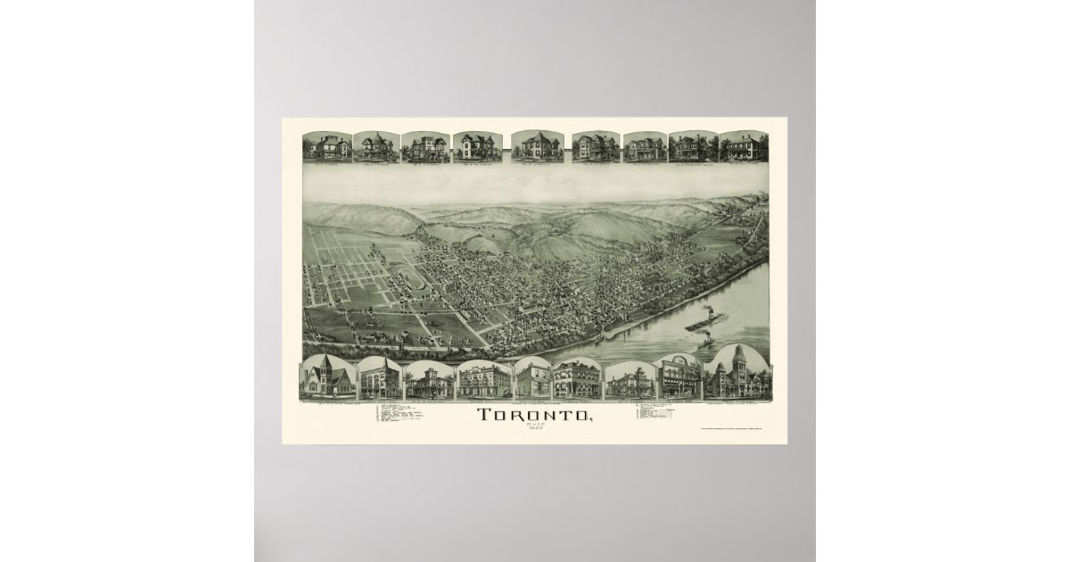 Toronto, OH Panoramic Map - 1889 Poster | Zazzle
