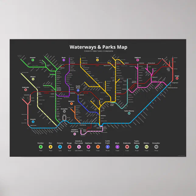 Toronto Waterways & Parks Map (24"x16") Poster | Zazzle