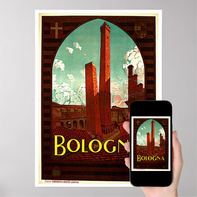 Towers of Bologna Italy Vintage Poster | Zazzle