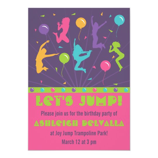Trampoline Birthday Party Invitations for Girls | Zazzle.ca