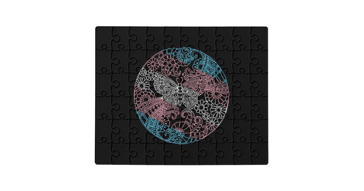 Transgender Pride Flag Butterfly Mandala Lgbtq Jigsaw Puzzle | Zazzle