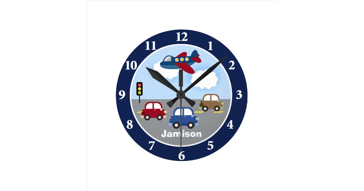 Travel Time Transportation Theme Custom Wall Clock | Zazzle.ca
