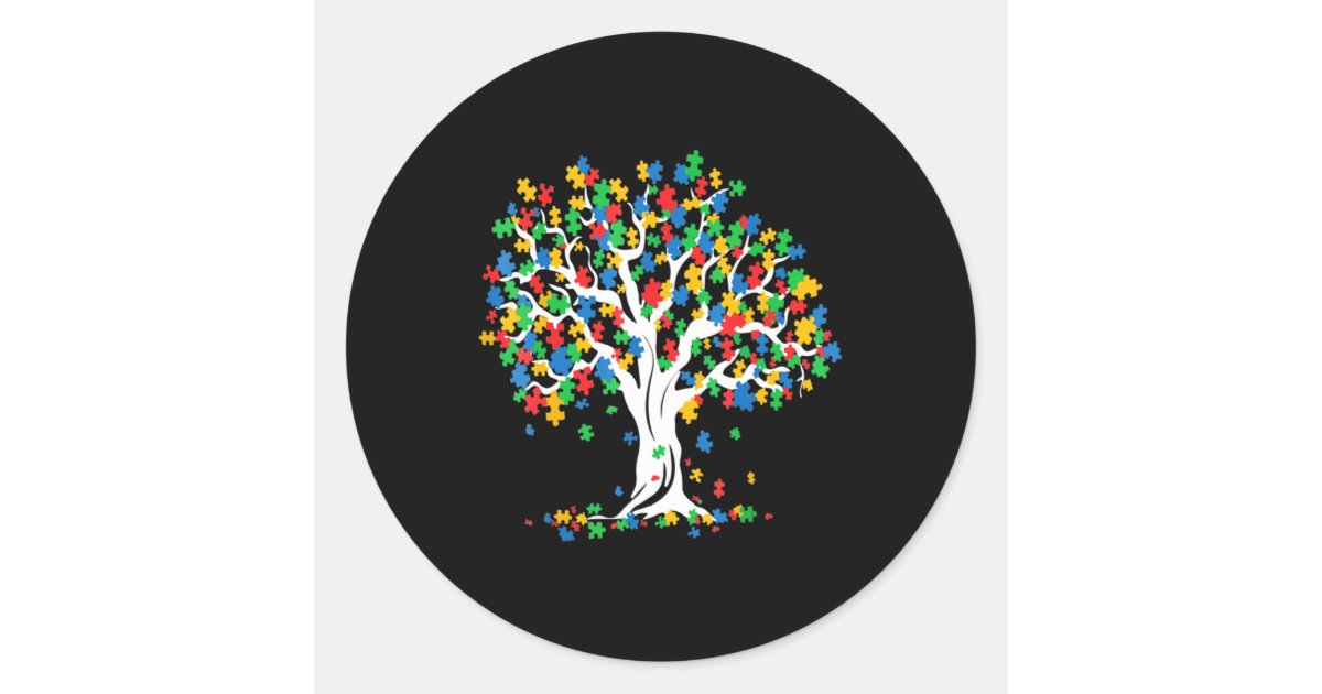 Tree Of Life Autism Awareness Month Fun ASD Suppor Classic Round ...