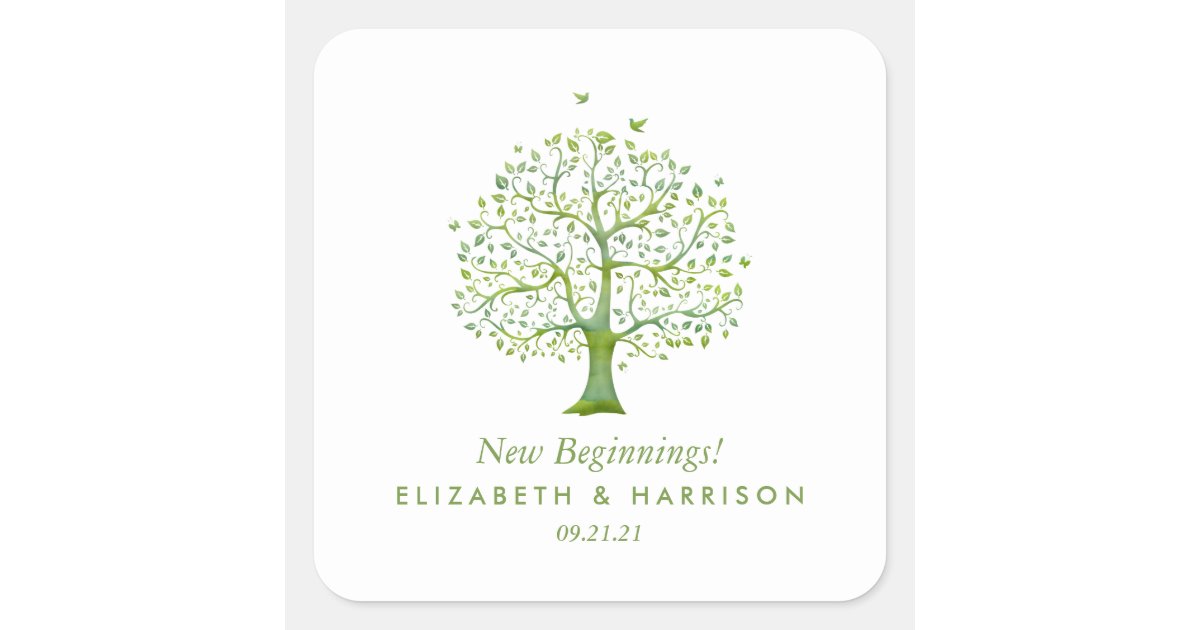 Tree of Life, Elegant Wedding Square Sticker | Zazzle