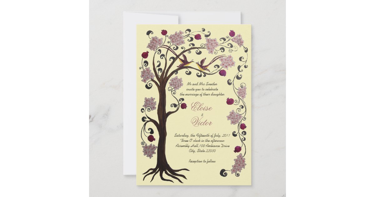 Tree of Life wedding invitation (v) rose /ivory | Zazzle