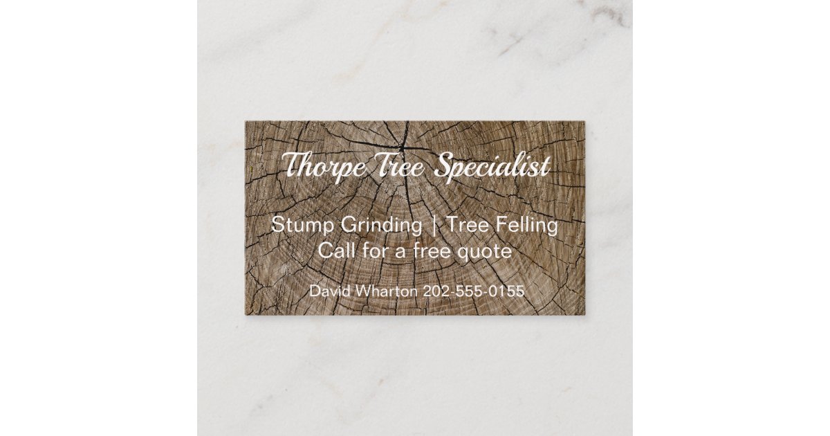 Tree Stump Grinding Arborist Business Card | Zazzle