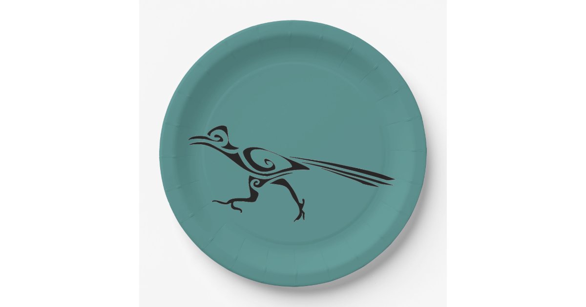Tribal Roadrunner Silhouette Paper Plate | Zazzle